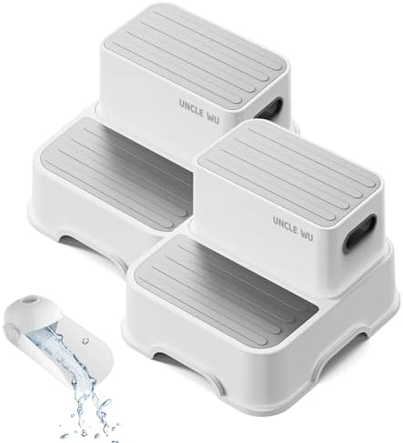 Amazon.com: Toddler Step Stool, Wooden Height-Adjustable 2-Step Stool ...