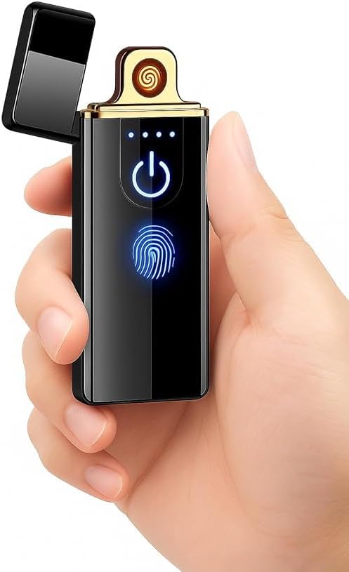 Smart Touch Electric Lighter, USB Rechargeable, Black, Fingerprint ...