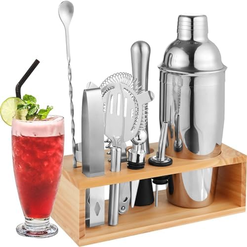 AYAOQIANG Cocktail Making Set, Cocktail Shaker Set with Stand, 750ml ...