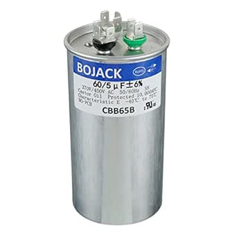 BOJACK 60+5uF 60/5MFD ±6% 370V/440V CBB65 Dual run circular start capacitor for AC motor run or ...