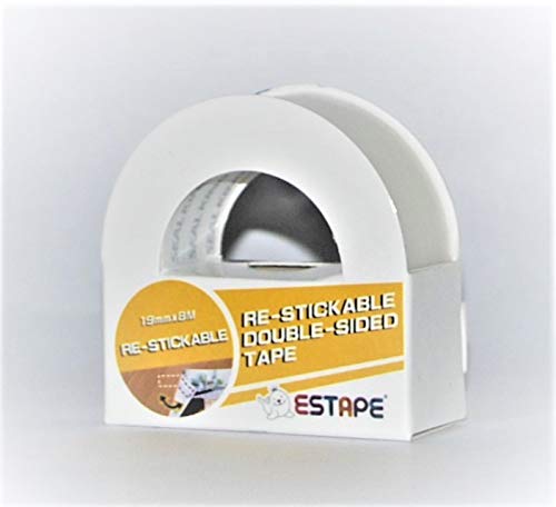 ESTAPE Precut Restickable Double Sided Tape (1 Roll) (White Colour ...