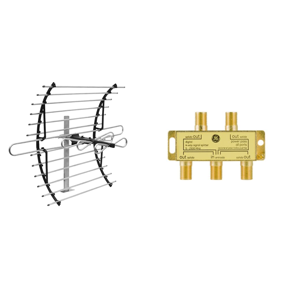 Amazon.com: GE Attic Mount Digital TV Antenna + GE Digital 4-Way ...