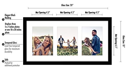 Snapklik.com : Americanflat 10x20 Collage Picture Frame In Black - Displays Three 5x7 Frame ...