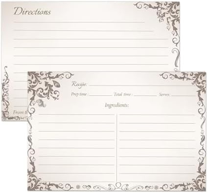 Amazon.com: 4x6 Blank Recipe Cards (60-Pack) - Line Art Design for ...