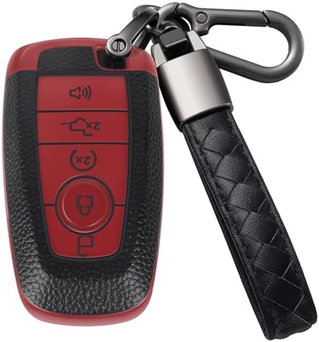 Amazon.com: COTIYBOK for Ford Key Fob Cover with Leather Keychain TPU ...