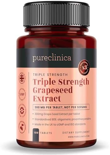 Amazon.com: pureclinica Grape Seed Extract 300mg x 180 Tablets - 90% Oligomeric ...