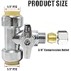 TT FLEX Service Tee Stop Valve, 1/2" Push x 1/2" Push x 3/8 ...
