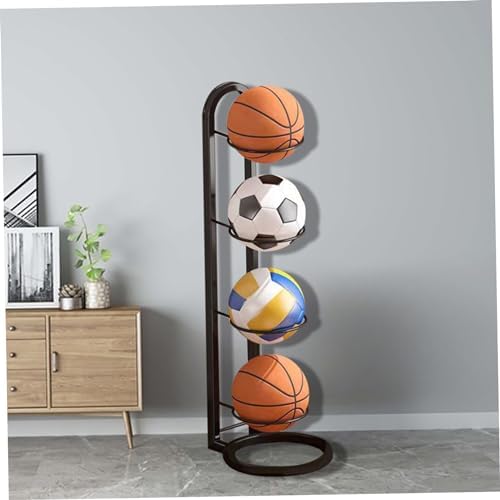 Amazon.com: XJKLBYQ 4 Tiers Ball Rack Standing Basketball Rack Holder ...