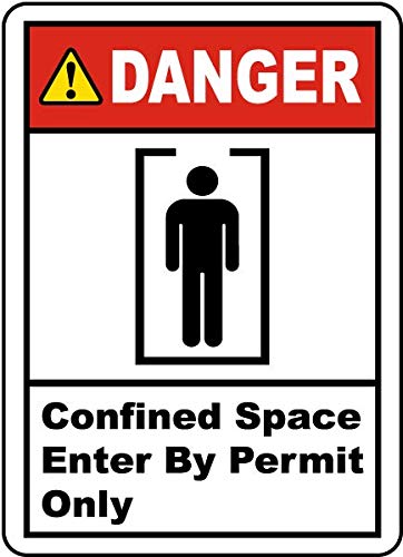 Confined Space Entry By Permit Only Label | Waterproof Sticker : Amazon ...