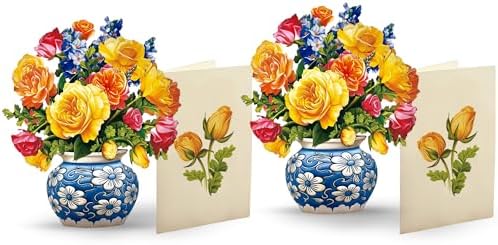 Amazon.com: Freshcut Paper Pop Up Cards, Mini Sorbet Roses (Set of 2 ...