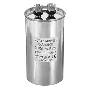PATIKIL 80uF ±5% 80MDF 450V AC Fan Start Capacitor, CBB65 Circular Run Capacitor for AC Motor ...