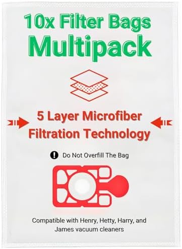 (Pack of 10) Replacement for Henry Hoover Bags Double Layer Paper Dust ...