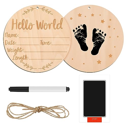 RosewineC Wooden Hello World Baby Sign Set,5.9 Inch Newborn Double Side ...