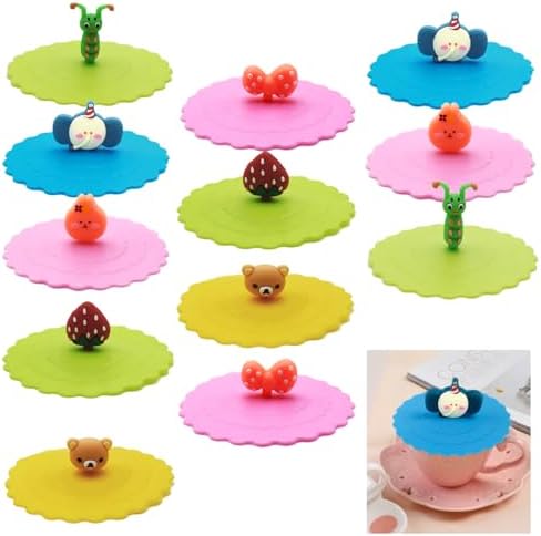 PXBSNB 12 PCS Silicone Glass Cup Cover, 10 CM Anti Dust Cup Covers for ...