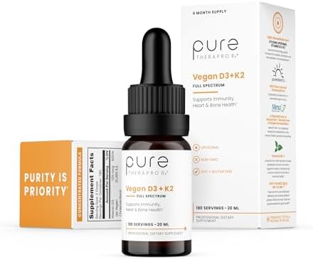 Amazon.com: D3 K2 Vitamin 10000iu, Liquid Drop Vitamin D3 With K2 (MK-7)200mcg Coconut Oil, 6X ...