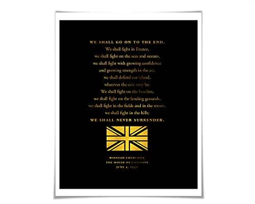Amazon.com: Winston Churchill Gold Foil Art Print. 36 Background ...