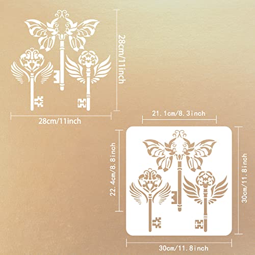 FINGERINSPIRE Keys Stencil 30x30cm Reusable Magic Wing Keys Drawing ...
