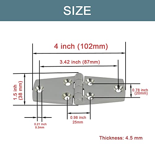 Ayunwei Lot de 2 charnières de porte de 3,8 x 10,2 cm en acier ...