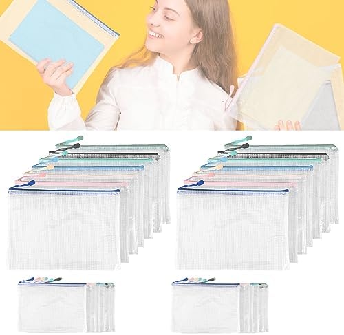 28pcs Mesh Zipper Pouch Document Bag, Bags for Organizing, Waterproof ...