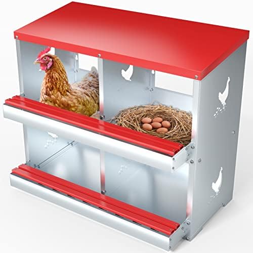 Amazon.com: Kinchoix Chicken Nesting Boxes with Perch, 4 Compartment ...