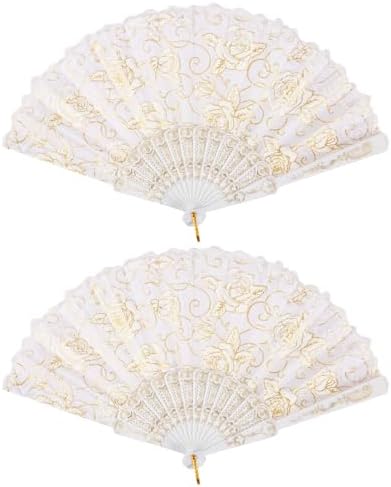 Amazon.com: ANEETAFAN Elegant Rose Lace Floral Folding Hand Fans Bulk ...