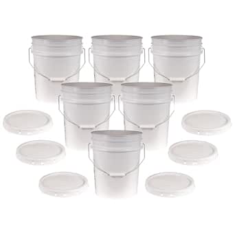 Amazon.com: ATERET 4 Gallon White Bucket & Lid - Durable 90 Mil All ...