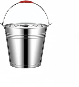 Amazon｜KDBT バケツ、ステンレス、アイスペール、蓋付き、釣り用4L/5L/6L/7L/8L/10L/12L/16L/20L/24L 頑丈 大容量 ケトル 取っ手付き ダイニングバケツ ...