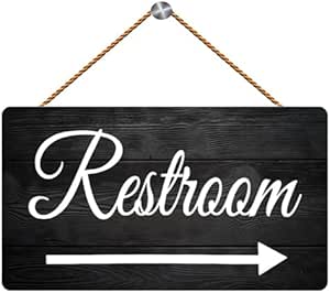 Amazon.com : Restroom With Arrow Directional Bathroom Wooden Sign ...