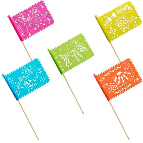 KIT DE 25 BANDERITAS COCTELERAS MINI PARA OFRENDA-DISEÑO DÍA DE MUEROS ...