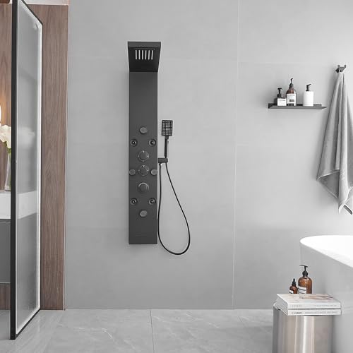 Stainless Steel Multifunction Shower Tower with 6 in 1 Massage Jets