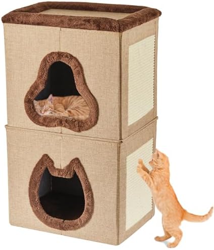 Amazon.com : EHEYCIGA 2-Storey Cat House for Indoor Cats Bed Cube ...