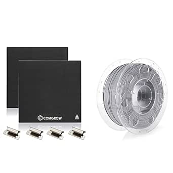 Amazon.com: Comgrow 2PCS Upgraded Tempered Glass Plate with Bed Clips and Comgrow 3D Printer PLA ...