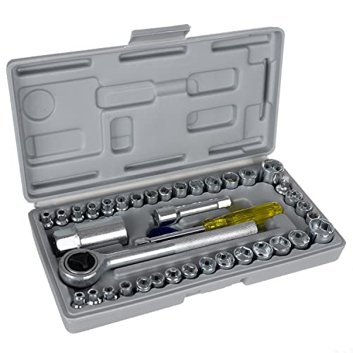 BIGSTREN 19168 Tool Box Socket Spanner Set 40 Pieces Including Case ...