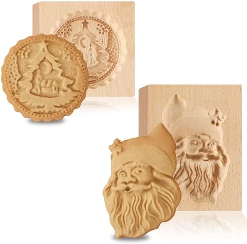 Wooden Cookie Molds For Baking - Hand-Carved Beechwood Cookie Stamp ...