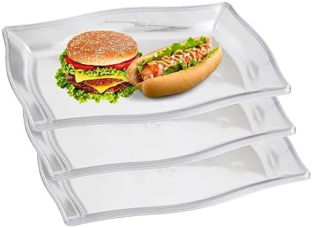 HOMESHOPA Rectangular Serving Platter, 3 Pack Clear Reusable Multi-Use ...