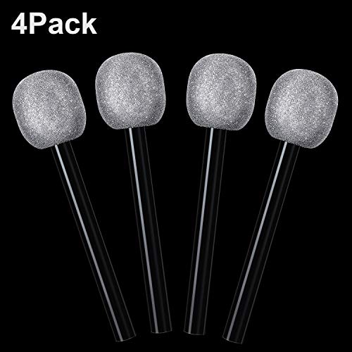 Snapklik.com : 4 Packs Silver Glittered Microphone Fake Bling Prop ...