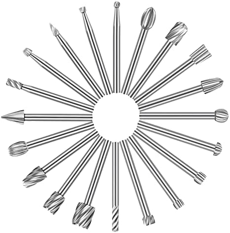 Auto-plaza 20Pcs HSS Different Burr Set Carving Bits Wood Engraving ...