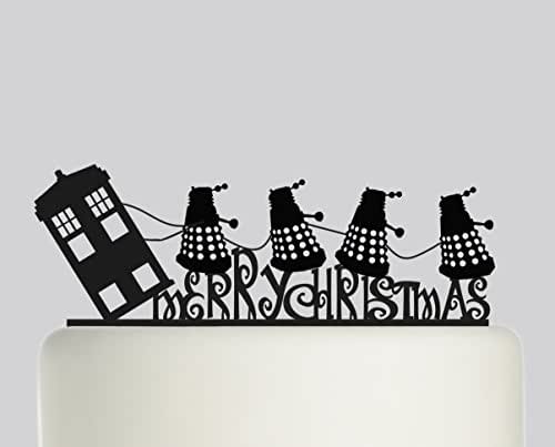 Christmas Cake topper Doctor Who Dalek and Tardis Sleigh Merry ...