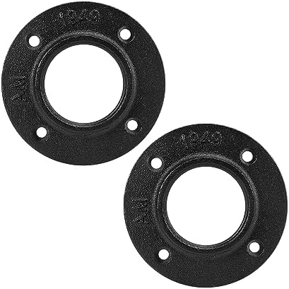PIPE DECOR 2" Malleable Iron Floor Flange 4 Pack, Industrial Steel Grey ...
