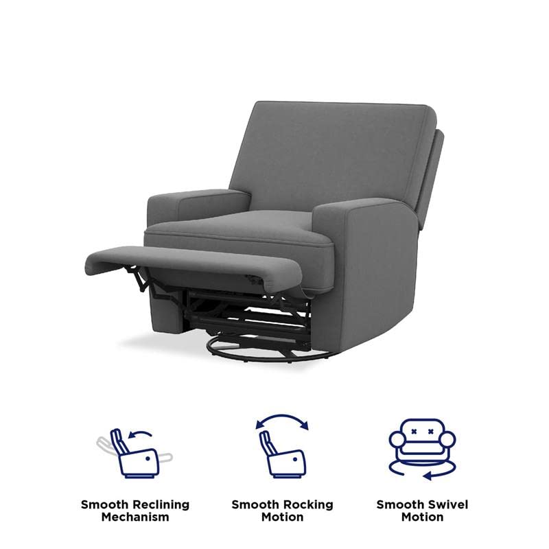 Baby Relax Rylan Swivel Glider Recliner Chair, Coil Seating, Dark Gray