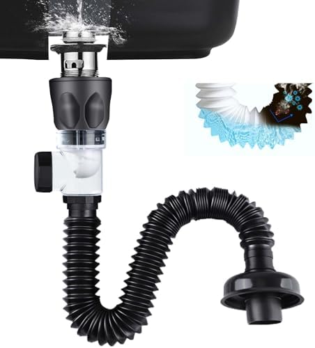 Bathroom Sink Drain Kit, Sink Drain Pipe, with Flexible & Expandable P ...
