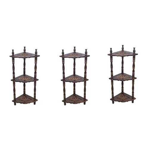 Onlineshoppee Mini Wooden Corner Rack Side Table Combo Pack Of 3 ...