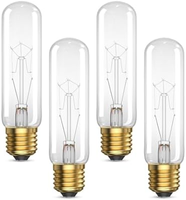 TobeBright 120V 40 Watt Light Bulbs Dimmable,T10 Clear Tubular,Medium (E26) Base,Warm White ...