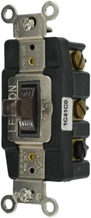 Leviton 20-Amp 120-Volt Toggle Double-Pole AC Quiet Switch, 1286, Brown ...