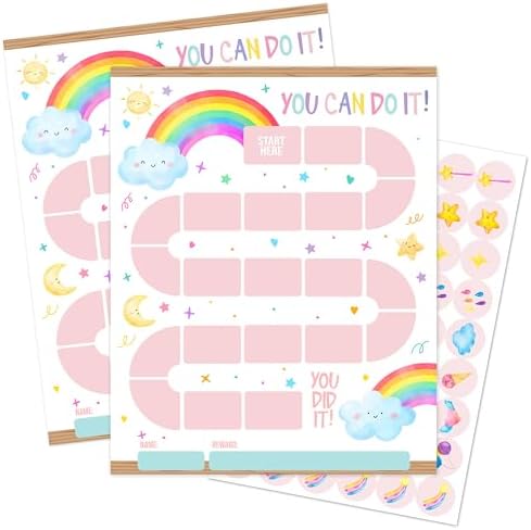 Amazon.com : HJLLOQR Rainbow Theme Reward Chart for Kids, 20 Behavior ...