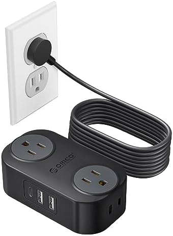 Amazon.com: 10Ft Extension Cord with Multiple Outlets, Flat Plug Power ...