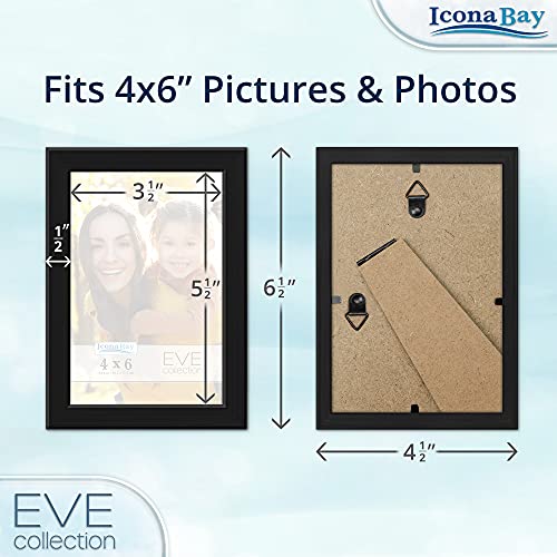 Icona Bay 6×4 Picture Frames (Black, 6 Pack), Modern Double-Bevelled ...