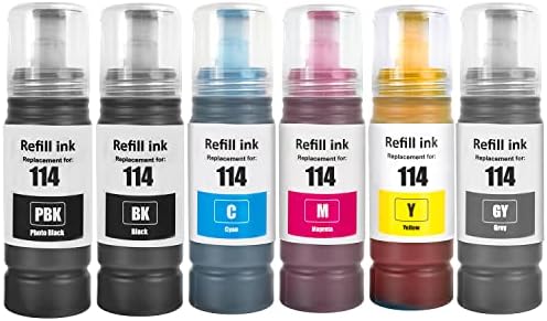 6 Color 114 Ink Compatible with Epson 114 Ink Cartridges Bottle ...
