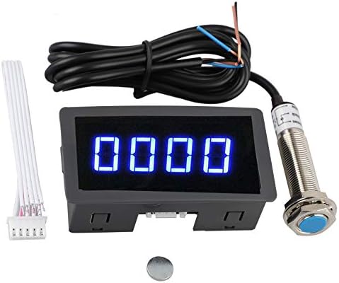 EEEkit 4 Digital Blue LED Tachometer, RPM Speed Meter with Hall Proximity Switch Sensor NPN, LED ...