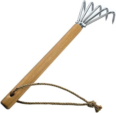 GAOGE Hand Rake, Steel Digging Tool with Wooden Handle for Garden ...